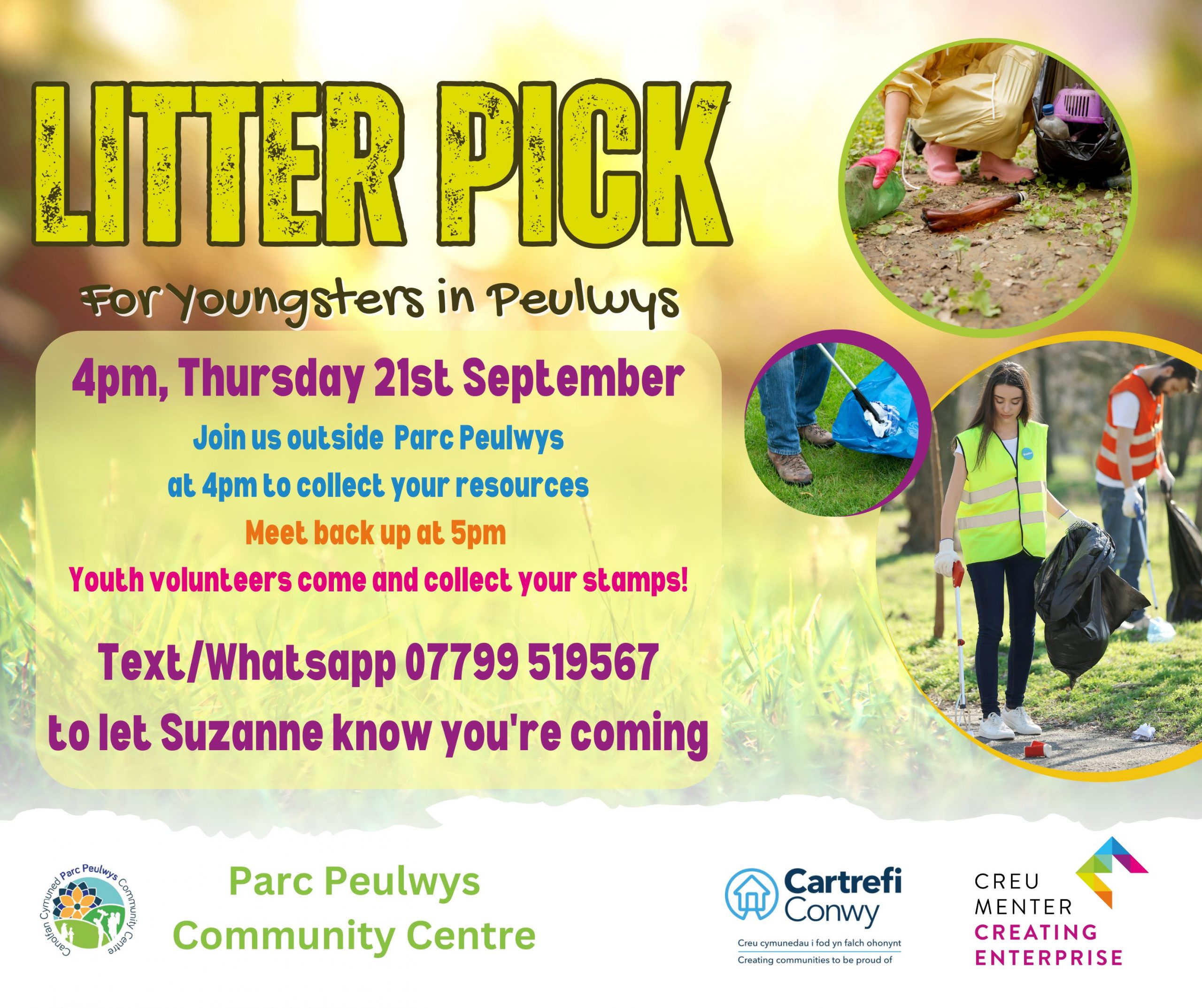 LITTER PICK - Parc Peulwys - Thursday 21st September - Creating Enterprise