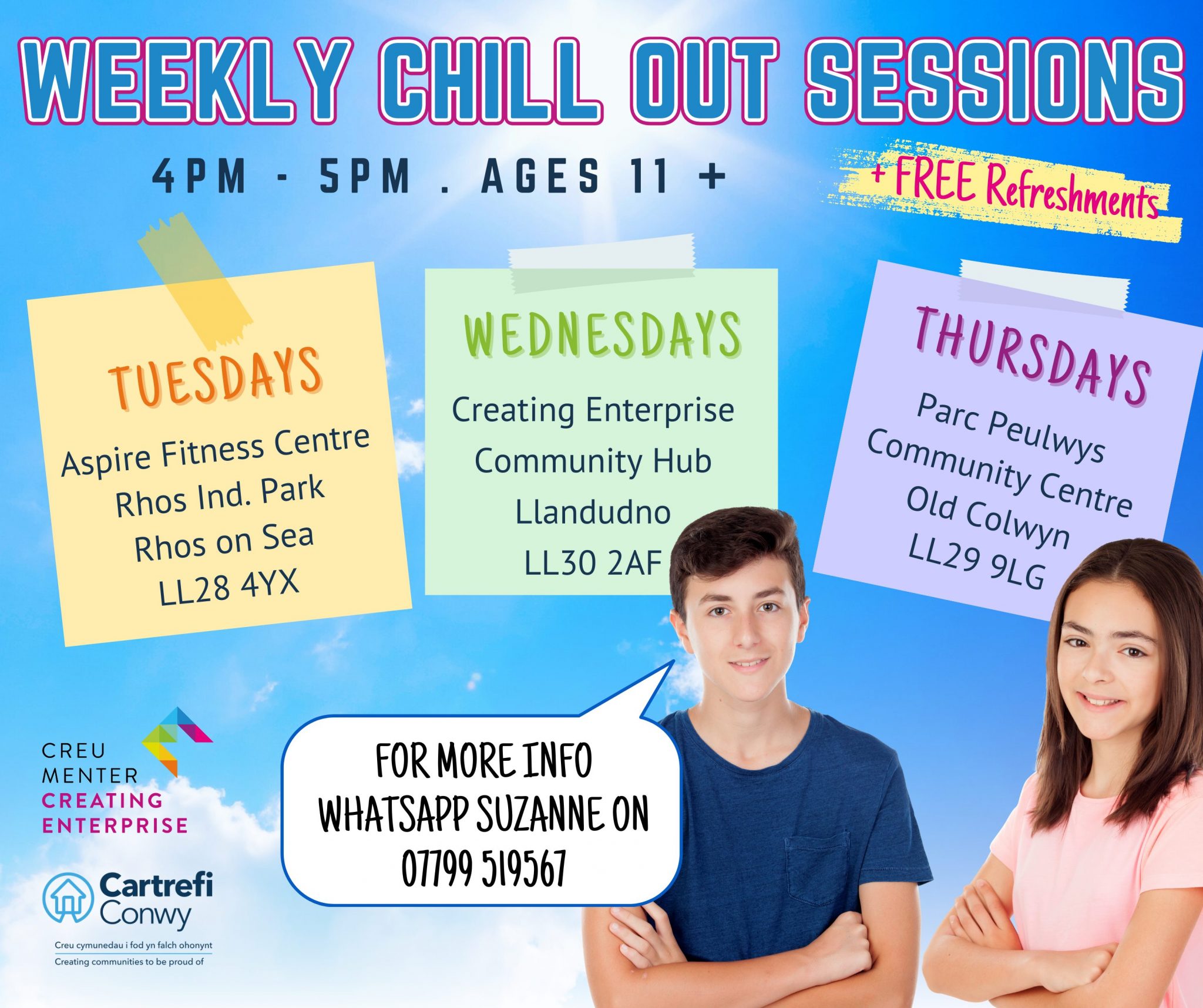 WEEKLY CHILL OUT SESSIONS (AGES 11+) - Creating Enterprise