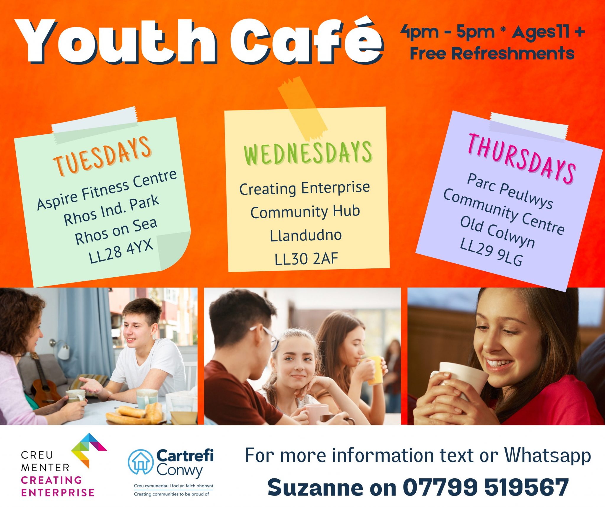 Youth Café (Ages 11+) 4-5pm, FREE Refreshments - Creating Enterprise