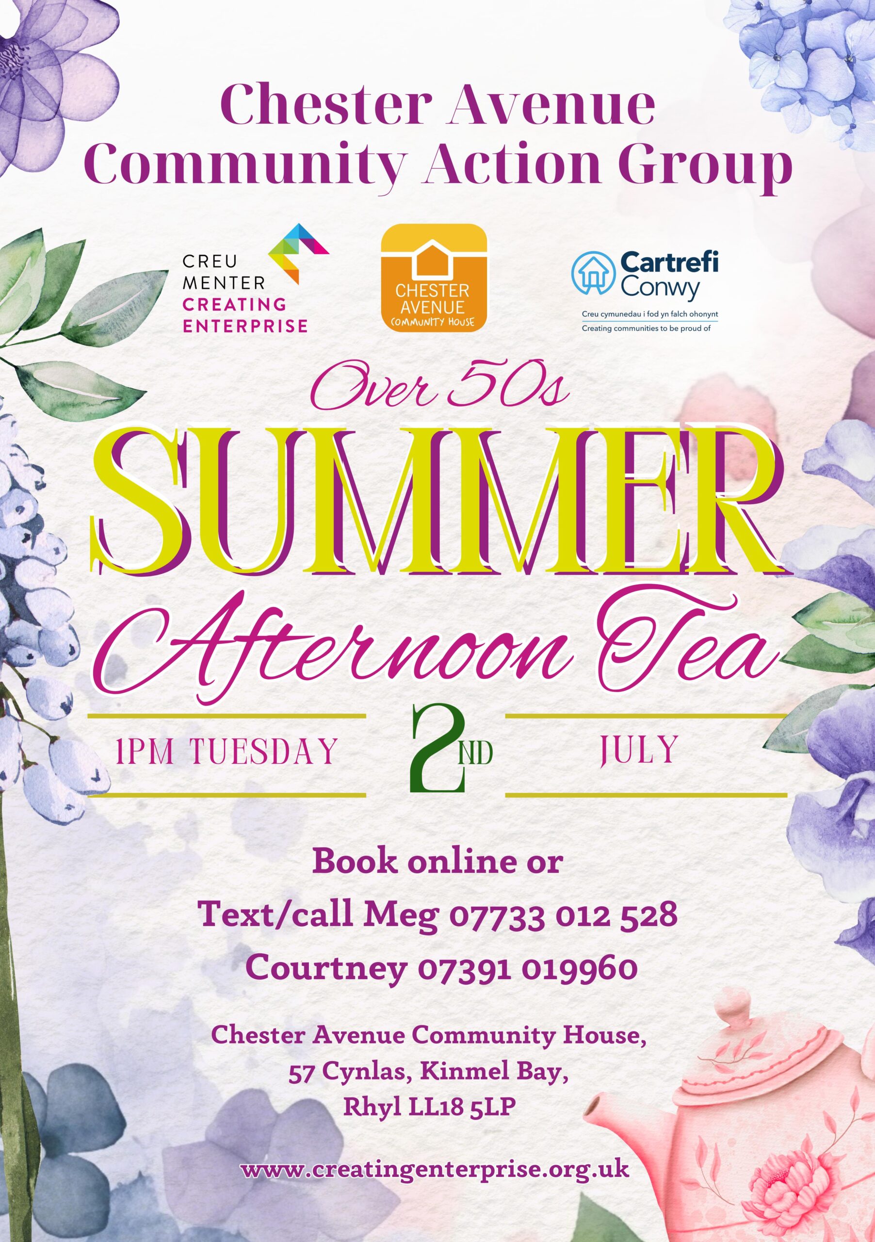 SUMMER AFTERNOON TEA - Tuesday, 2nd July at 1pm, Chester Avenue ...