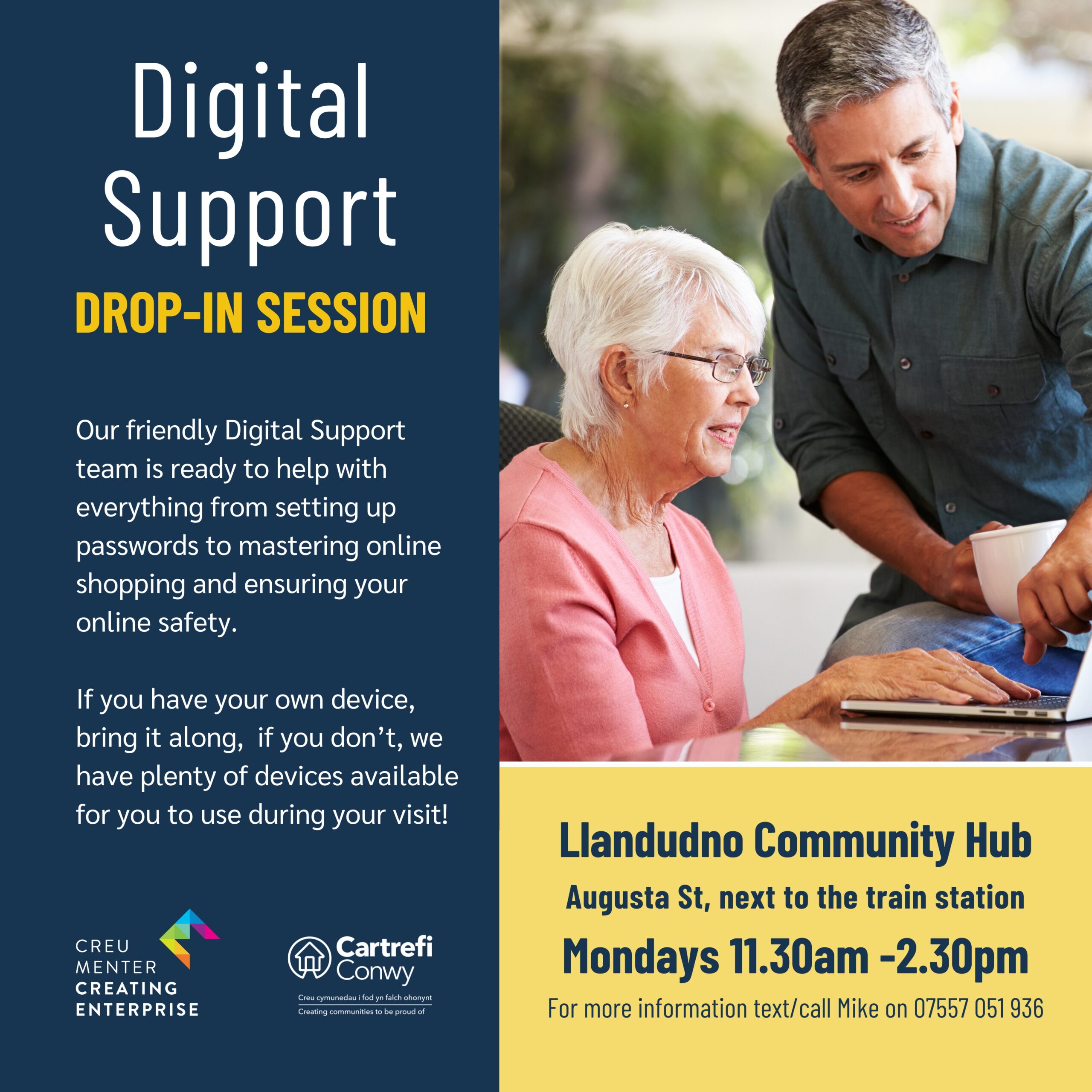 DIGITAL SUPPORT DROP-IN SESSIONS - every Monday, Llandudno Hub ...