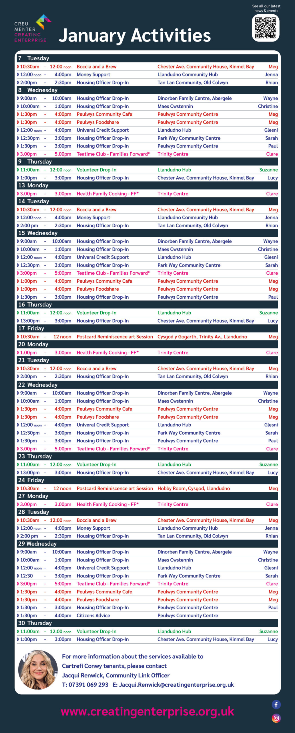 JANUARY Activities Calendar - Creating Enterprise